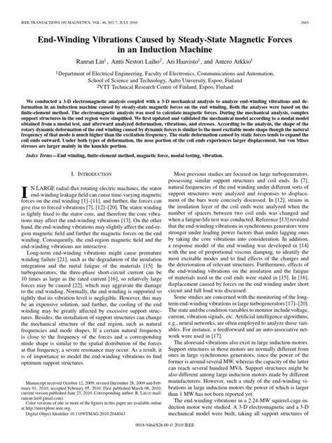 end winding vibrations caused by steady state magnetic forces pdf