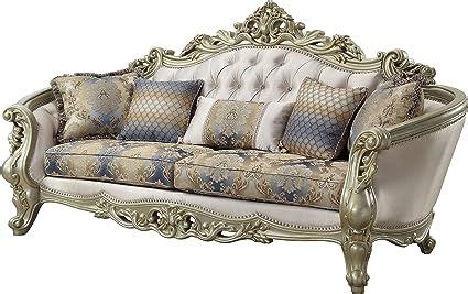 Acme Furniture Gorsedd Sofa With 5 Pillows Cream Fabric And Antique