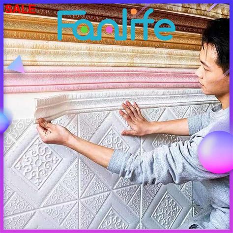 {fanlife} Wallpaper3d สติ๊กเกอร์โปสเตอร์แผ่นวอลเปเปอร์ วินเทจคลาสสิกสวยติดผนังปูนปูพืนฝ้าเพดาน