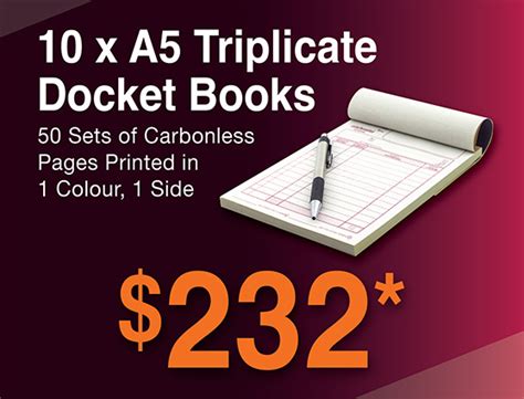 10 X A5 Triplicate Docket Books5