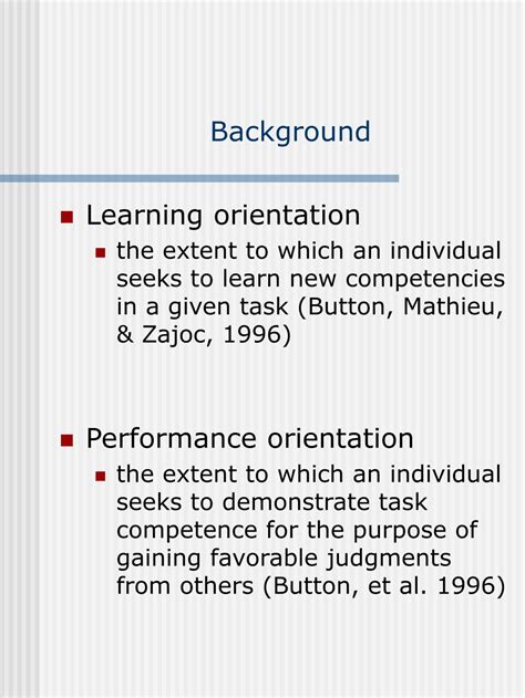 Ppt Dispositional Vs Situational Goal Orientation Effects On Self Efficacy And Performance