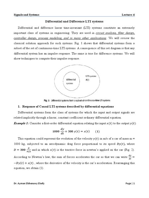 lecture 06 lti differential and difference systems pdf equations systems theory