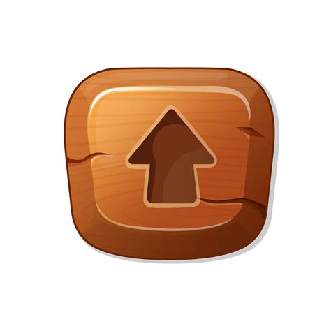 Up Arrow Wooden Button In Cartoon Style An Asset For A Gui In A Mobile App Or Casual Video