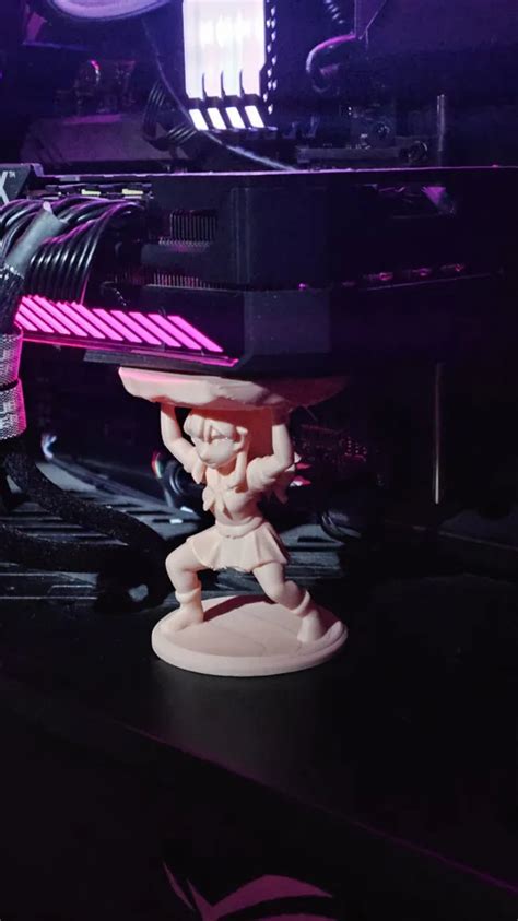 Anime Girl Gpu Support Stand Statue Free 3d Print Model Makerworld