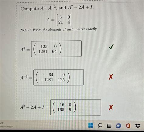 Solved Compute A3a−3 And A2−2ai A 52104 Note Write