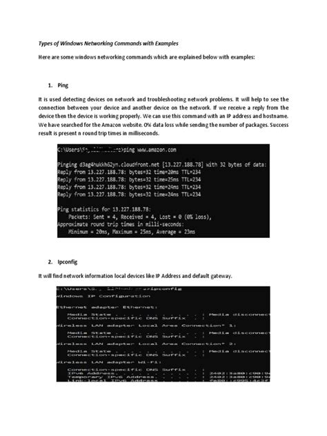 A Comprehensive Guide To Common Windows Networking Commands With Examples Pdf Computer