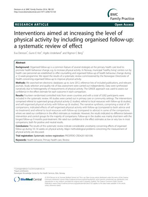 Pdf Interventions Aimed At Increasing The Level Of Physical Activity By Including Organised