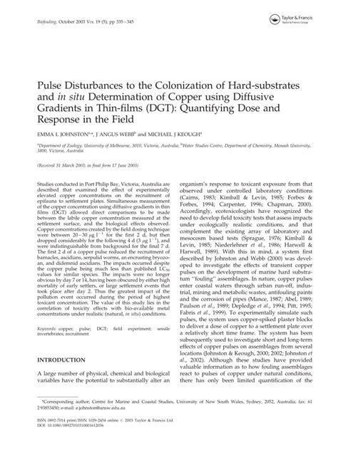 Pdf Pulse Disturbances To The Colonization Of Hard Substrates And In