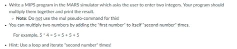 Solved Write A Mips Program In The Mars Simulator Which Asks