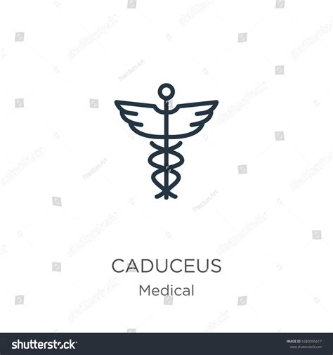 Caduceus Icon Thin Linear Caduceus Outline Stock Vector Royalty Free Shutterstock