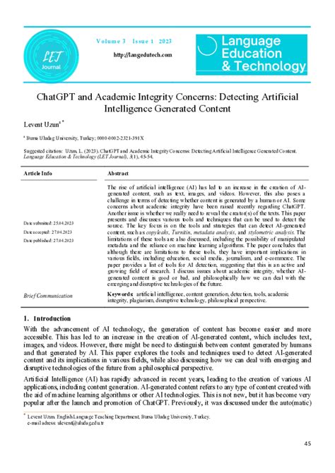 Pdf Chatgpt And Academic Integrity Concerns Detecting Artificial