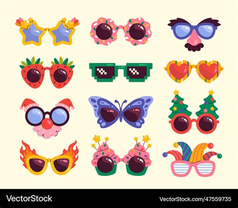 Funny Glasses Set Royalty Free Vector Image Vectorstock