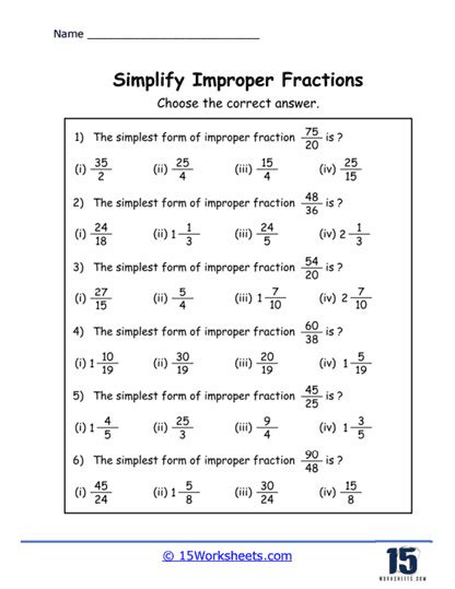Simplifying Fractions Worksheet Worksheets Library