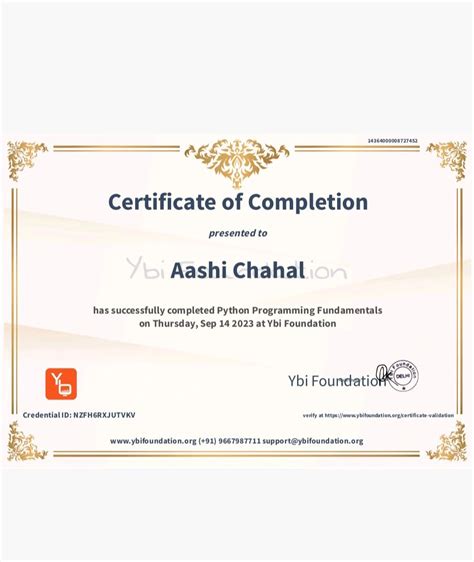 Aashi Chahal On Linkedin Successfully Completed Python Programming