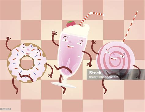 Dancing Sweets Stock Illustration Download Image Now Dancing 1950 1959 Doughnut Istock
