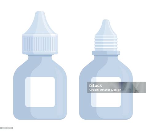 닫히거나 열린 흰색과 회색 약 스포이드 병 세트 건강 안약 귀약 의료제품 모형 컨셉 복사 공간이있는 흰색 배경에 고립 된 플랫 벡터 일러스트 레이션 0명에 대한 스톡 벡터