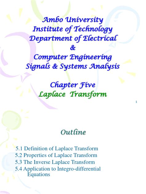 Signal And Systems Chapter Five Laplace Transform Pdf Laplace Transform Equations