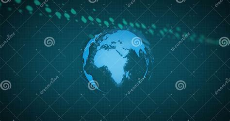 Image Of Graphs Computer Language Circuit Board Pattern Around Globe