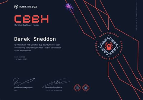 Cbbh Hackthebox Webpentesting Ethicalhacking Derek Sneddon
