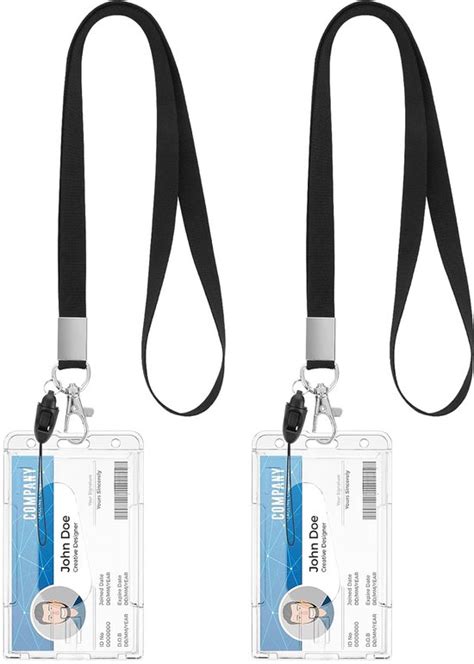 Trankielo® Harde Plastic Id Kaarthouder Met Afneembare Lanyard Duim