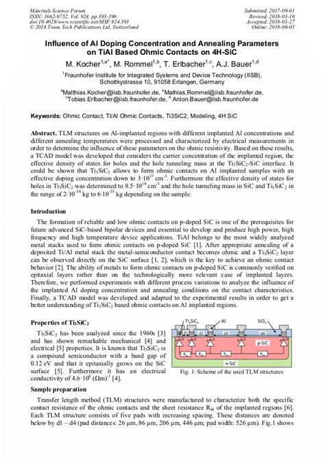 Influence Of Al Doping Concentration And Annealing Parameters On Tial Based Ohmic Contacts On 4h