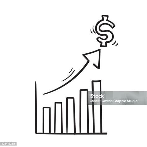 손 그린 낙서 그래프 기호는 돈 성장 아이콘 진행 마케팅을 증가 격리 드로잉에 대한 스톡 벡터 아트 및 기타 이미지 드로잉 성장 개념 미국 화폐 단위 Istock