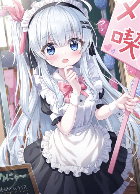 Safebooru 1girl Absurdres Apron Black Dress Blue Eyes Blush Dress