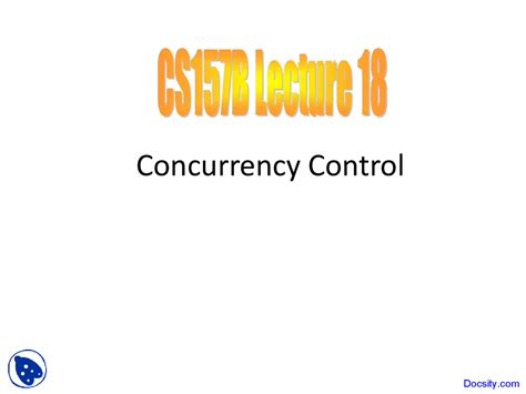 Concurrency Control Data Base Management System Lecture Slides Docsity