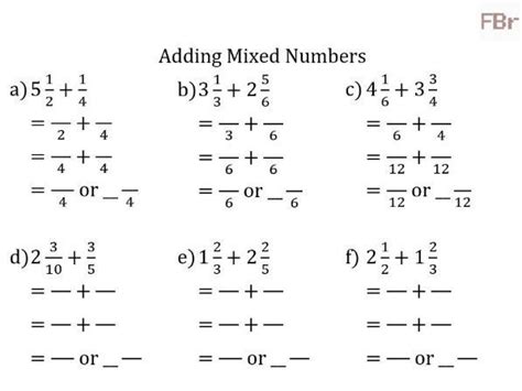 Adding And Subtracting Mixed Numbers Worksheet Teaching Resources