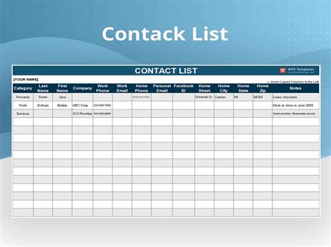 EXCEL Of Blue Contact List Xlsx WPS Free Templates
