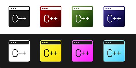 Set Software Web Developer Programming Code Icon Isolated On Black And