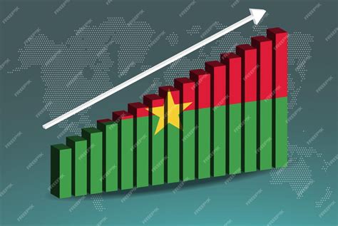 부르키나파소 3d 막대형 차트 그래프 벡터 데이터 국가 통계 개념에 대한 위쪽 상승 화살표 프리미엄 벡터