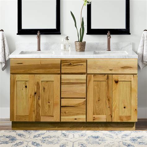 60 Inch Hickory Shaker Double Sink Bathroom Vanity With Drawers Riley