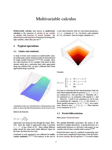 Multivariable Calculus 1 Typical Operations Download Free Pdf