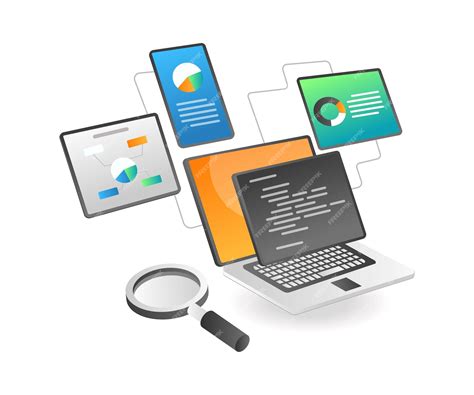 Premium Vector Isometric Illustration Concept Network Data Analysis Tools