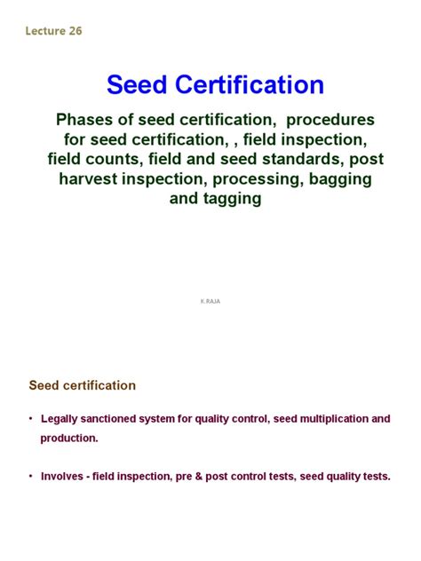 26 Seed Certification Pdf Flowers Plant Breeding