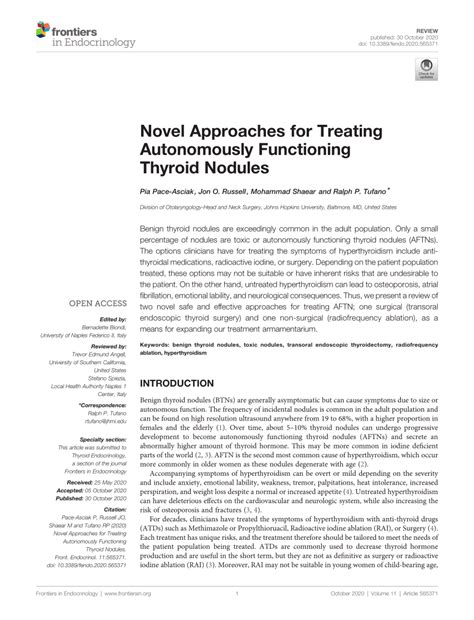 Pdf Novel Approaches For Treating Autonomously Functioning Thyroid