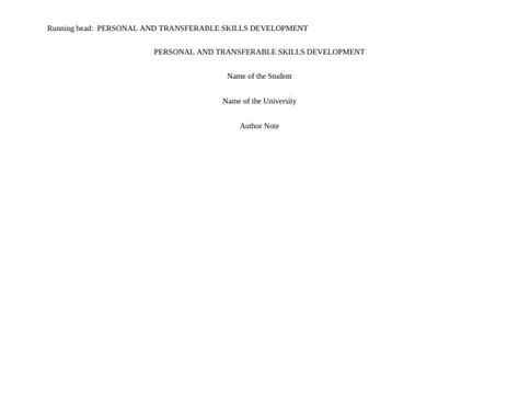Personal And Transferable Skills Development Assignment