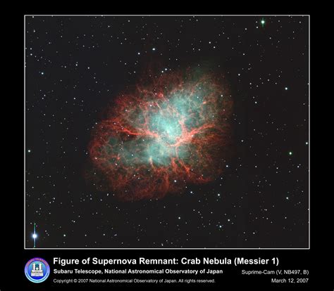 Figure Of Supernova Remnant Crab Nebula Messier 1 Subaru Gallery