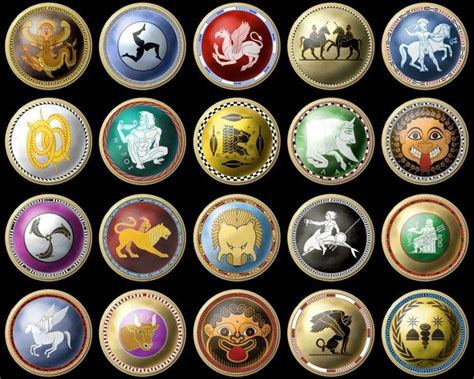 Emblems Of Hoplite Shields Signifying The City State And The Clan Of
