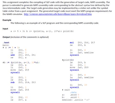 solved this assignment completes the compiling of slp code