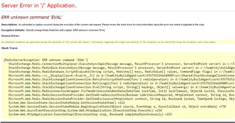 Aspnet Redissessionstateprovider Err Unknown Command Eval