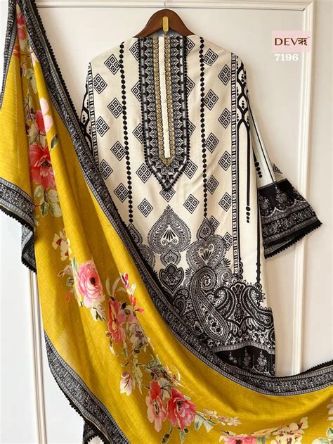 Pure Muslin Semi Stitched Shirt Pakistani Printed With Beautiful Thread