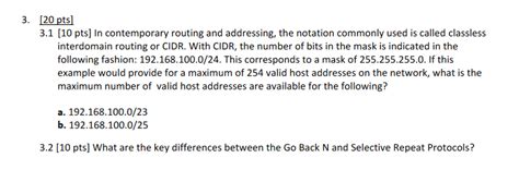Solved 3 20 Pts 3 1 10 Pts In Contemporary Routing And Chegg Com