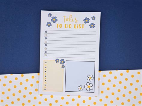 To Do List Notepad Personalised Notepad Planner Notepad Daily To Do List Cute Flowers