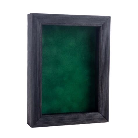 8x10 Shadow Box Frame Barnwood Black Wood 1 Depth Forest Green Suede Backing Uv Acrylic 8x10