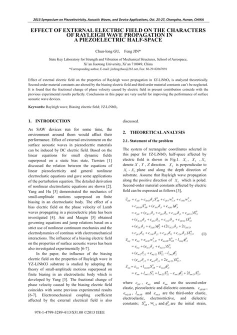 Pdf Effect Of External Electric Field On The Characters Of Rayleigh Wave Propagation In A