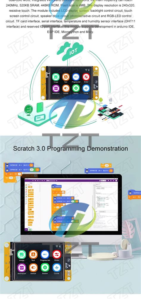 TZT ESP32 LVGL WIFI Bluetooth Development Board 2 4 Inch LCD TFT Module 240 320 Smart Display