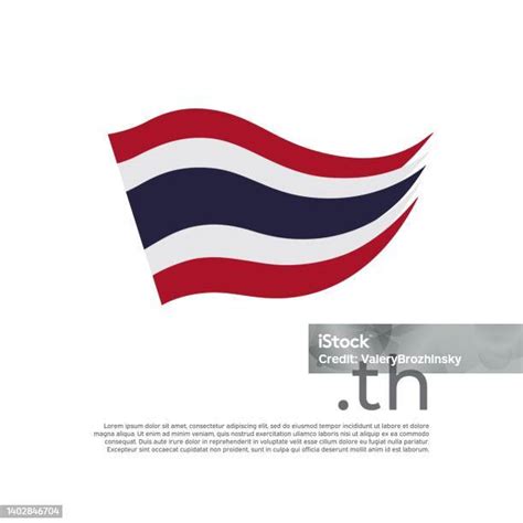 태국 국기 흰색 배경에 벡터 양식화 된 디자인 타이 국가 포스터 Th 도메인이있는 추상적 인 브러시 스트로크로 그려진 플래그 텍스트를위한 장소 태국의 국가 애국 배너 커버