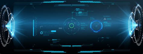 가상 현실 미래지향적인 Vr 헤드업 디스플레이 디자인 미래 벡터 Hud 인터페이스 화면 디자인 Hud Ui Gui 미래 사용자 인터페이스 화면 요소 세트 0명에 대한 스톡